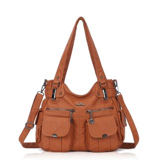 Angel Kiss Damen Handtasche Große Doppelreißverschluss Multi Pocket Washed Schultertasche Designer-Handtaschen für Frauen