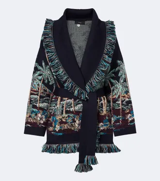 Alanui Cardigan Diamond Head en laine m&eacute;lang&eacute;e
