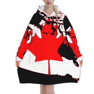 Generic Sweat &agrave; capuche pour femme et homme avec motif drapeau du Canada pour adultes surdimensionn&eacute;s pour une couverture douce et chaude