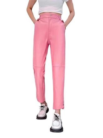 Generic Pantalon en cuir longueur cheville pour femme Taille élastique Crayon Cigarette Pantalon droit, 2106 Pnnrk, XXL