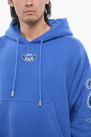 Off-white Brushed Cotton Hoodie BANDANA ARROW with Embroidery Off-White