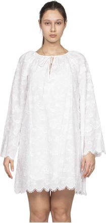 Michael Kors Femme, Robes, Blanc, Taille: 36 FR Robe en voile avec broderies florales