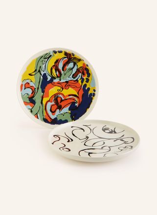 Marimekko 2er-Set Speiseteller Oiva: Vildstj&auml;lk & Kraftmo weiss