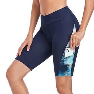Santic Short de Cyclisme pour Femme - Rembourré - avec Rembourrage de lassise - Poche latérale - Séchage Rapide - Élastique - Résistant aux Chocs - avec Remb
