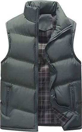 ORANDESIGNE Homme Veste sans Manches Doudoune Matelassé Couleur Légère Gilet à Capuche Manteaux épais en Hiver F Vert L