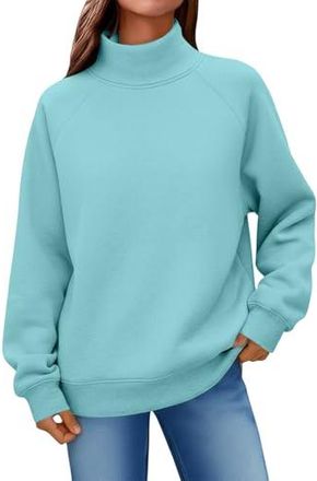 Generic Sweatshirts pour femmes UK Sweatshirt de couleur unie surdimensionn&eacute; haut col rond manches longues automne hiver d&eacute;contract&eacute; confortable automne mode 
