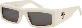 Palm Angels Yreka Rechteck-Sonnenbrille f&uuml;r Herren (Wei&szlig;/Dunkelgrau)