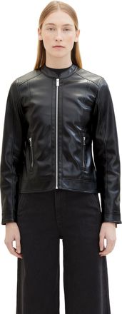 Tom Tailor Damen Lederjacke, 14482 - Deep Black, L