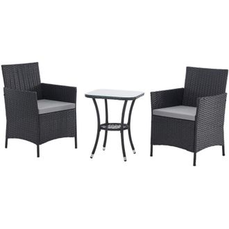 SVITA Ensemble de meubles de jardin Svita brooklyn bistro 3 pi&egrave;ces Salon de jardin dext&eacute;rieur en rotin noir