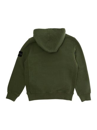 Stone Island Boys Hoodie Green Cotton Hoods & Sweatshirts