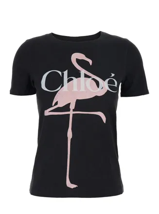 Chlo&eacute; Logo-Print Cotton T-Shirt - Black