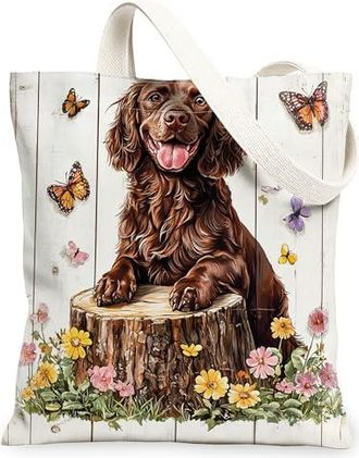 Generic Sac fourre-tout en toile pour le shopping 33 x 38 cm, sac d&eacute;picerie r&eacute;utilisable pour femme, motif animal de compagnie, d&eacute;coration cadeau