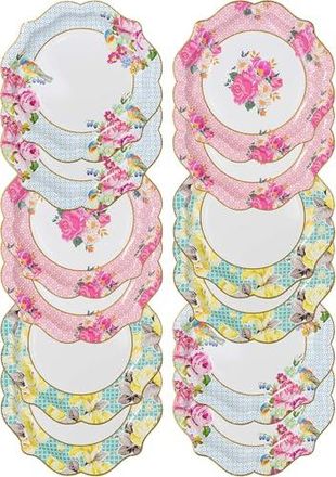 Talking Tables Lot de 12 assiettes Style Ancien, Floral, 22cm | Pour Anniversaire, Baby Shower, Mariage, Jetable, Couleur Pastel