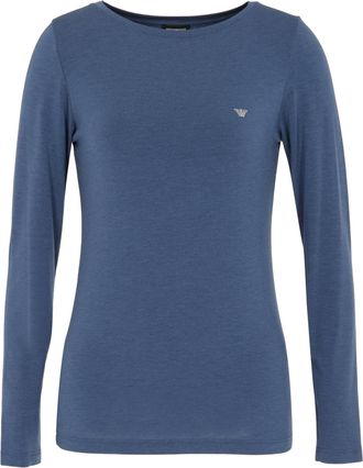 Emporio Armani Damen Tech Wool Long Sleeve Sweater Pullover, blau, M