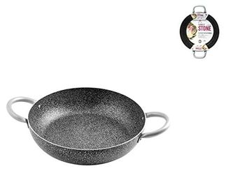 hOme Home Family Stone Bratpfanne Antihaft mit 2 Griffen, Stein, Schwarz/Grau, 32 cm