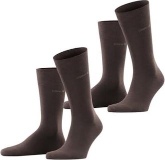 Esprit Basic Uni Multipack M So coton unies lot de 2 paires, Chaussettes Homme, Marron Dark Brown 5230, 43-46