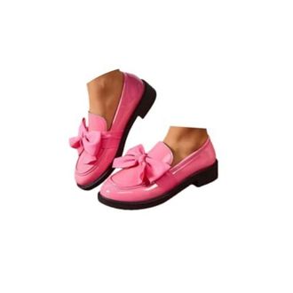 Generic Mocassins brevet&eacute;s pour femme avec noeud - Tendance et confortable - Bout rond - Chaussures plates &agrave; talons bas - Pour le travail, le travail, le quot