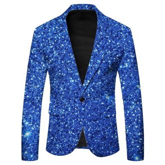 Generic Veste pour homme - Impression 3D - Aspect paillettes - Multicolore - Coupe ajust&eacute;e - Un bouton - Pour carnaval, f&ecirc;te, discoth&egrave;que, Nouvel An, 010, 3XL