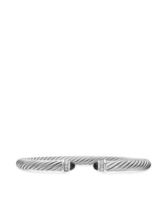 David Yurman bracelet en argent sterling Cable Classic serti de diamants et donyx