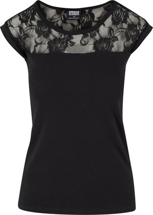 Urban Classics Damen T-Shirt Ladies Top Laces Tee, Schwarz, S
