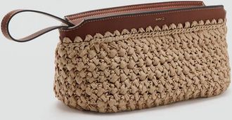Mango Pochette fibres naturelles beige - Femme - Taille unique - MANGO