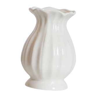 BESPORTBLE Keramikvase Wellen Design Minimalistische Bodenvase F&uuml;r Pampasgras Tischdekoration Wei&szlig; Glasiert Wohnzimmer Deko