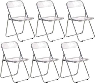 Eggree Lot de 6 Chaises Pliantes Transparentes avec Pieds en M&eacute;tal, Style Classique, Pour Salon, Salle &agrave; Manger, Chambre, 43x38x75 cm