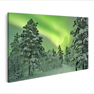 Islandburner Leinwandbild Spektakuläre Aurora Borealis Pfad Winterlandschaft Nordlichter Lapplan - Leinwand 100x57cm