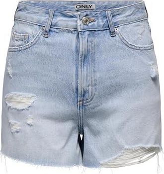 Only Onlgabi Hw RW Shorts Azg844 DNM, Bleu Jeans Clair, XS Femme