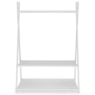 IDIMEX Kindergarderobe Danilo mit 1 Kleiderstange & 2 Ablageböden in weiß - Montessori Möbel für Kinderzimmer, freistehende Garderobe aus Massivholz mit Abla