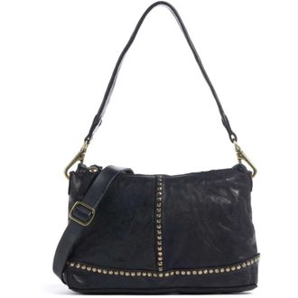 Campomaggi Femme, Sacs, Noir, Taille: ONE Size Pochette Pelle Vacchetta Tinto Capo + Rivetti