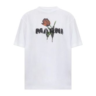 Marni T-Shirt mit Logo - - Tops - Damen - Wei&szlig; - XS