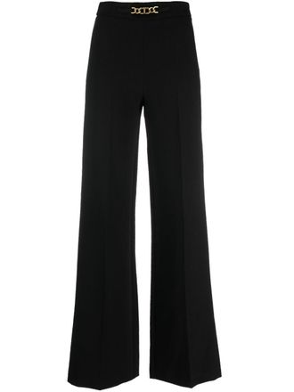 Twin-Set pantalon ample &agrave; d&eacute;tail de cha&icirc;ne - Noir