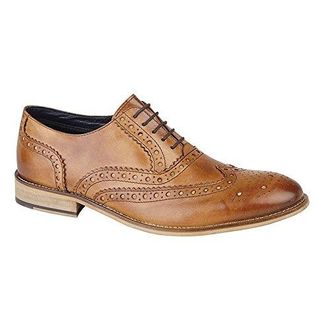 Roamers Hommes Cuir Richelieu Oxford Chaussures - Brun Clair, 10 UK