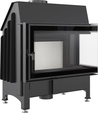 Kratki Kamineinsatz ZIBI Deco Rechts 11kW - Kaminkassette - Holzkamin - 2.BImSchV 15a B-Vg - Lufteinlass 125mm - Cremefarbe Kaminverkleidung - modern Deco-Ve