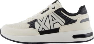 A|X Armani Exchange Herren Dusseldorf Embossed Geometric Motifs Sneaker, White+Black, 40 EU