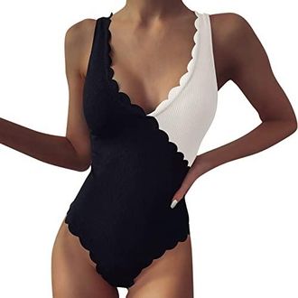 Generico Maillot de bain Femme Piscine Curvy Sexy Maillots De Bain Ensemble Beachwear Élégant Contenant Ventre Maillots de Mer Grande Taille Plage Une Pièce Mo