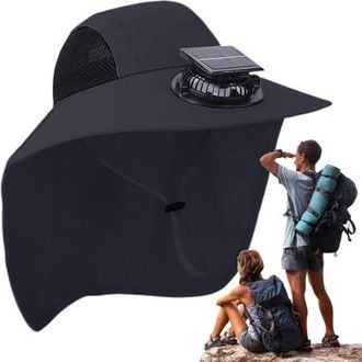 Generico Chapeau avec ventilateur, chapeau de p&ecirc;che avec ventilateur solaire - protection UV ampla nappe unisexe pour camping, jardin, voyage