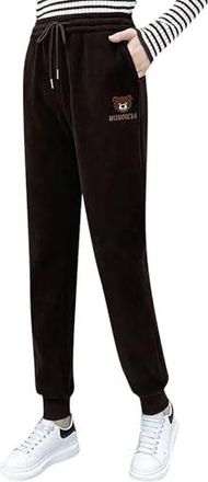 Generic Pantalon thermique dhiver pour femme - Pantalon de jogging doublé en polaire chaud - Taille haute - Avec cordon de serrage - En peluche - Pantalon de 