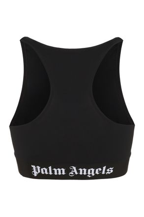 Palm Angels Womens Technical Fabric Crop Top Black Elastane