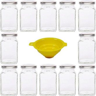 mikken Art 12 x Einmachglas 260 ml mit PVC freiem Schraubverschluss inkl. Einmachtrichter