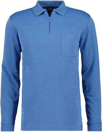 Ragman Herren Softknit-Poloshirt Langarm mit Zip Aqua-702, XXL