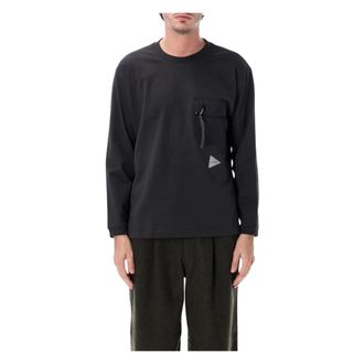 And Wander Pocket Tee L/S - - Tops - Herren - Schwarzk - 2XL