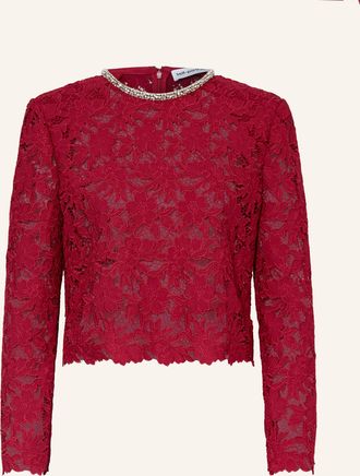 Self Portrait Self-Portrait Blusenshirt Aus Spitze Mit Schmucksteinen rot