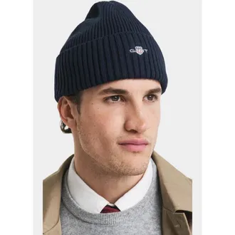 GANT Beanie Aus Baumwollmischung Mit Logo, Blau