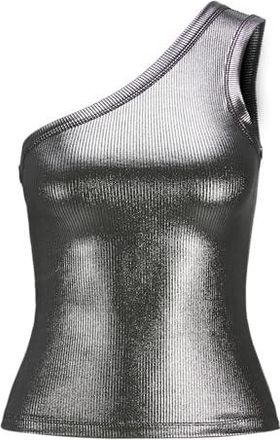 Jack & Jones Jxfunda STR Shine Top &agrave; &eacute;paules d&eacute;nud&eacute;es Haut, Argent (Silver), M Femmes
