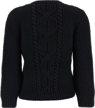 Saint Laurent Virgin Wool Cable-Knit Sweater - Black