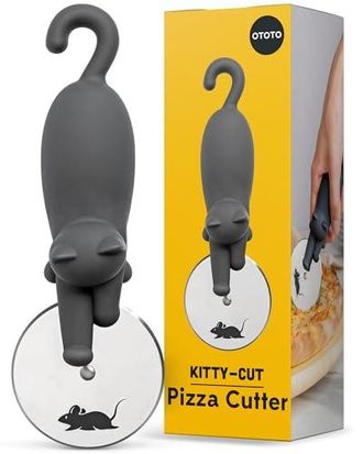 OTOTO Design Kitty Cut Roulette &agrave; pizza - Roulettes &agrave; pizza en acier inoxydable - Gadgets de cuisine amusants et cadeaux de cuisine, cadeau de chat pour femmes amo