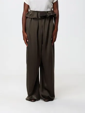 Khaite Pantalon large Kira &agrave; taille haute en satin avec cordon de serrage