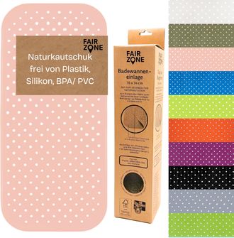 FAIR ZONE Badewannenmatte rutschfest 76x34 cm Antirutschmatte Badewanne Plastikfrei FSC Naturkautschuk 100% BPA+PVC frei Wanneneinlage in Rosa